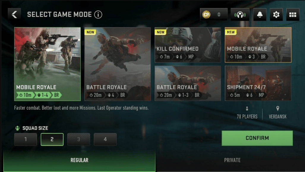 What game modes are there in Call of Duty Warzone Mobile?