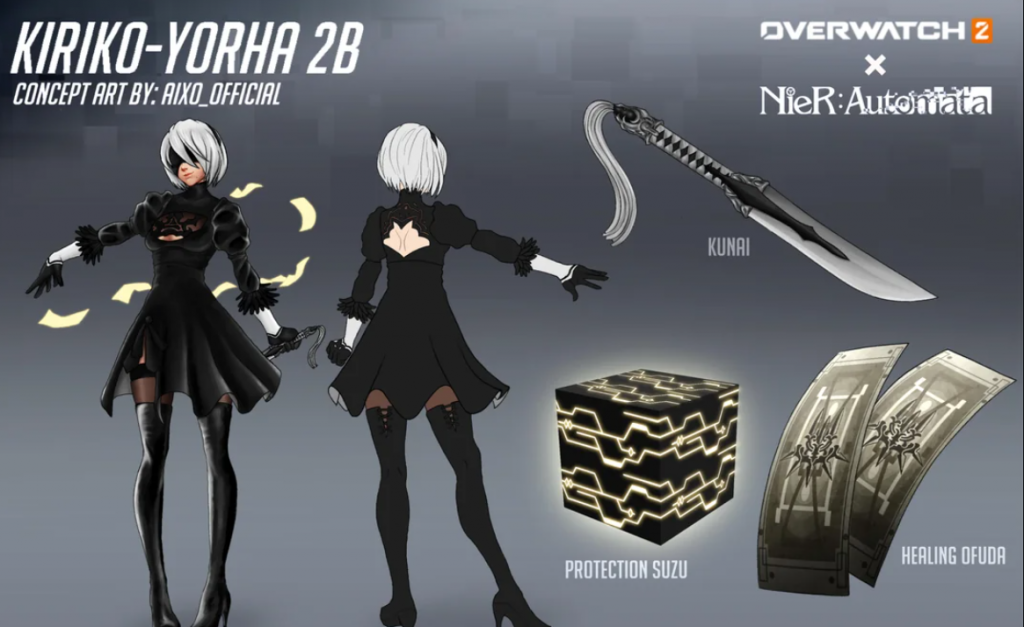 Fan Concept for Kiriko's NieR: Automata Skin in Overwatch 2